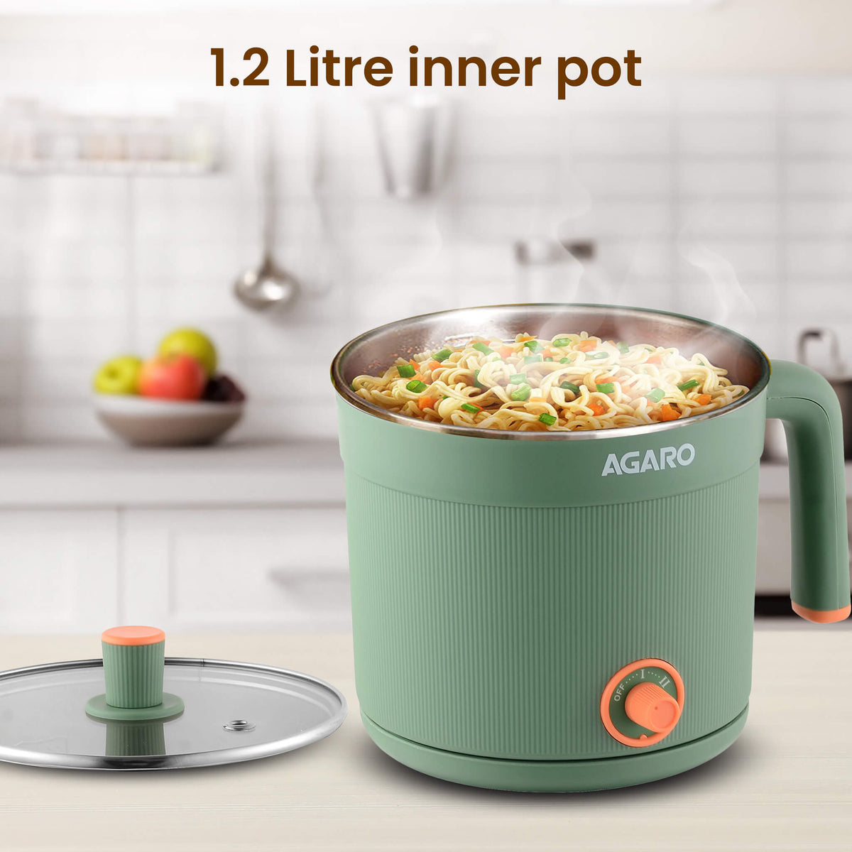 Regency Multi Cook Kettle With Steamer 1 2L Sea Green AGARO Agaro regency-multi-cook-kettle-with-steamer-1-2l-sea-green-agaro-agaro