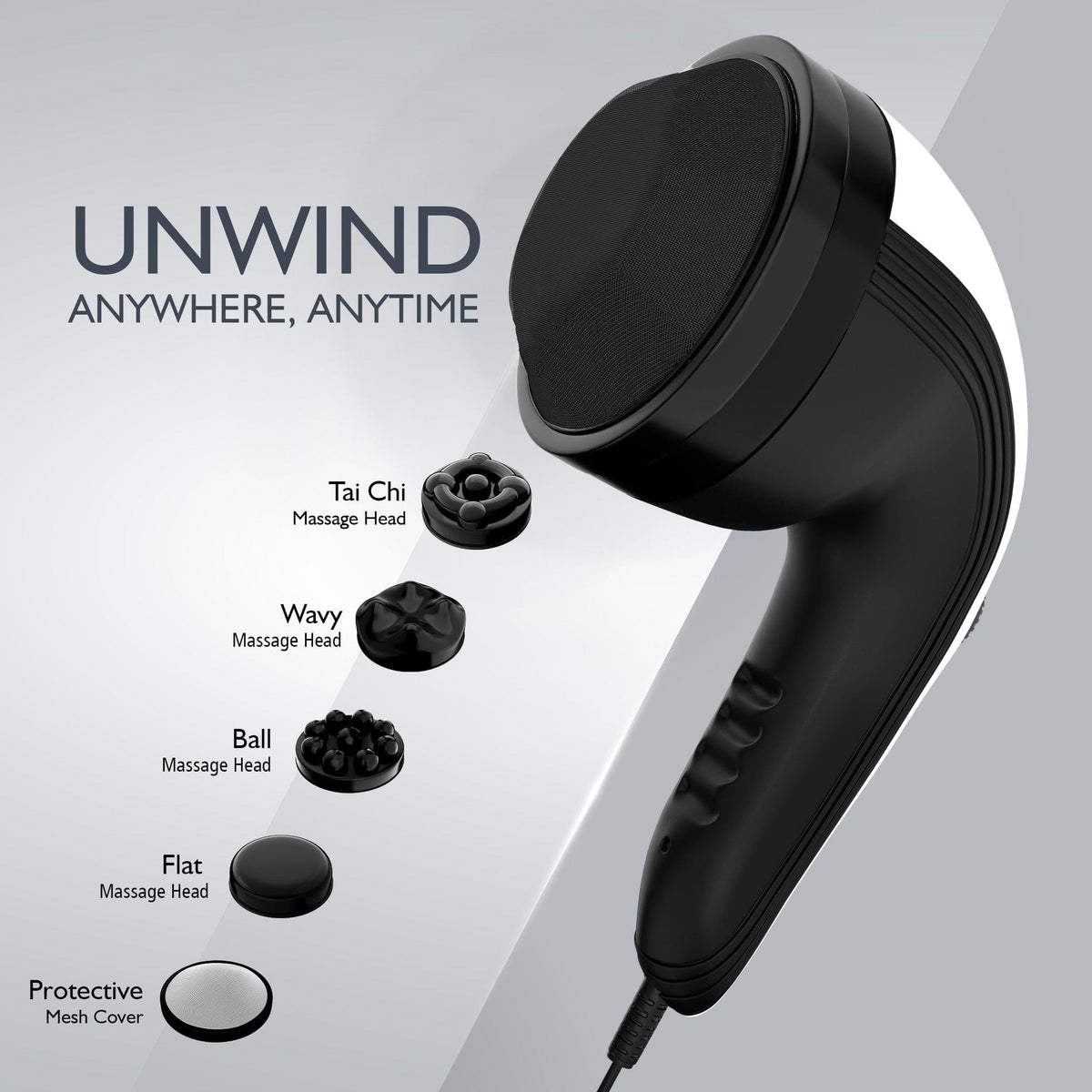 AGARO Atom Plus Electric Handheld Full Body Massager, 4 Massage Heads – Agaro