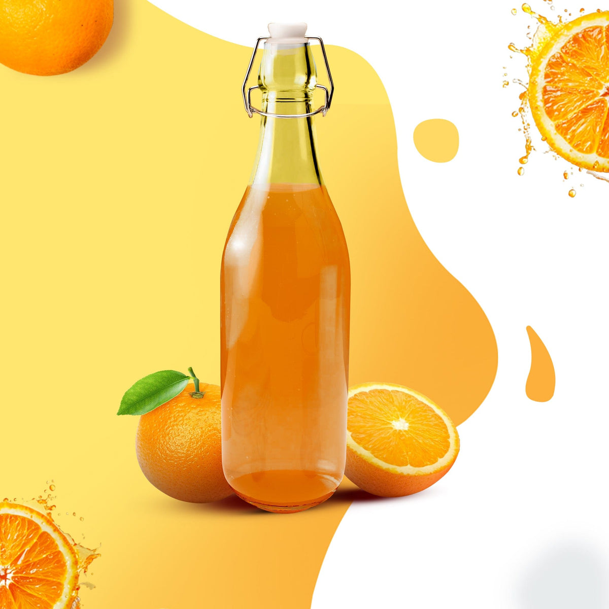 Elegant Flip Top Glass Bottle 1L Transparent, 1000ml, Freezer Safe & L ...