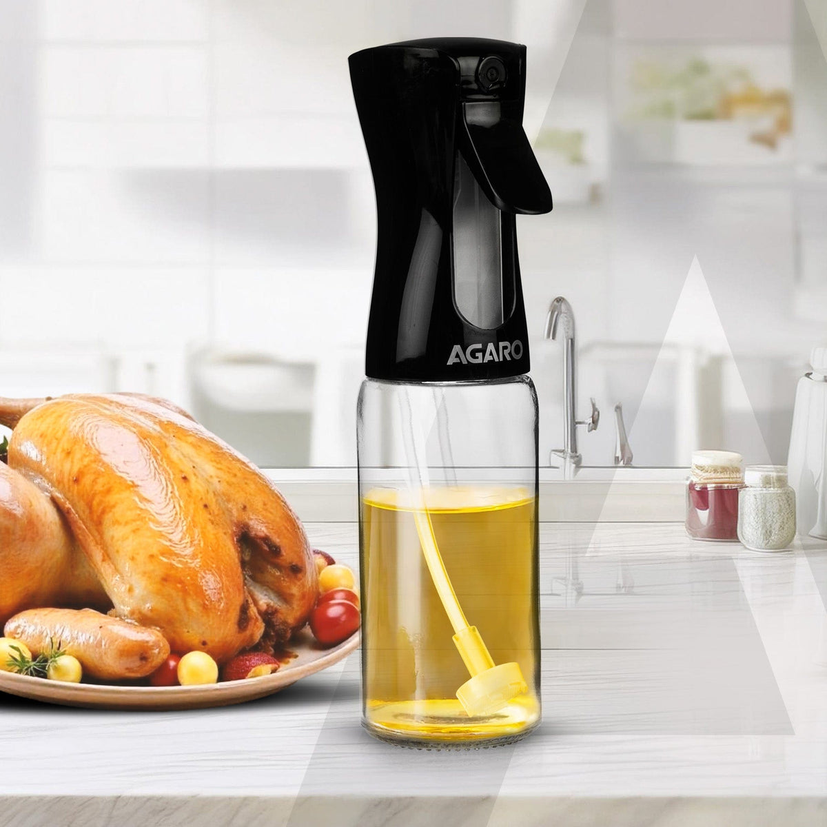AGARO Elegant Oil Sprayer For Cooking, 200 Ml, Glass Body, Refillable Cook