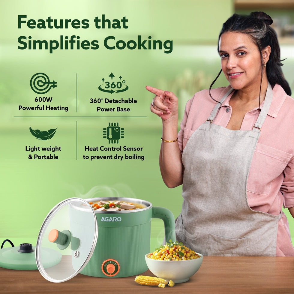 Regency Multi Cook Kettle With Steamer, 1.2L (Sea Green) | AGARO – Agaro