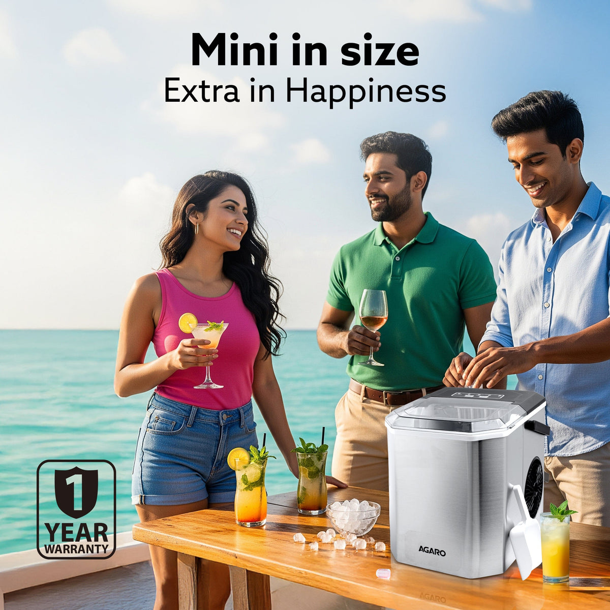 AGARO Regal Compact Ice Maker – 1.2 L Water Tank, Stainless-Steel Body ...