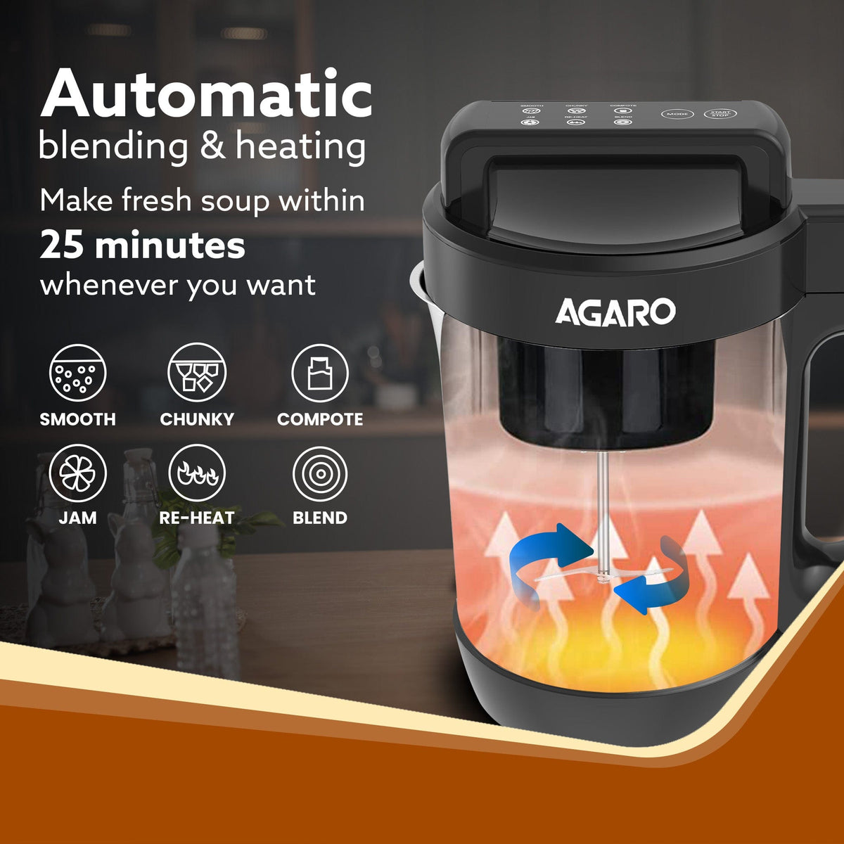 Elite Soup Maker, 1L, Grey | Copper Motor, 900W | AGARO – Agaro