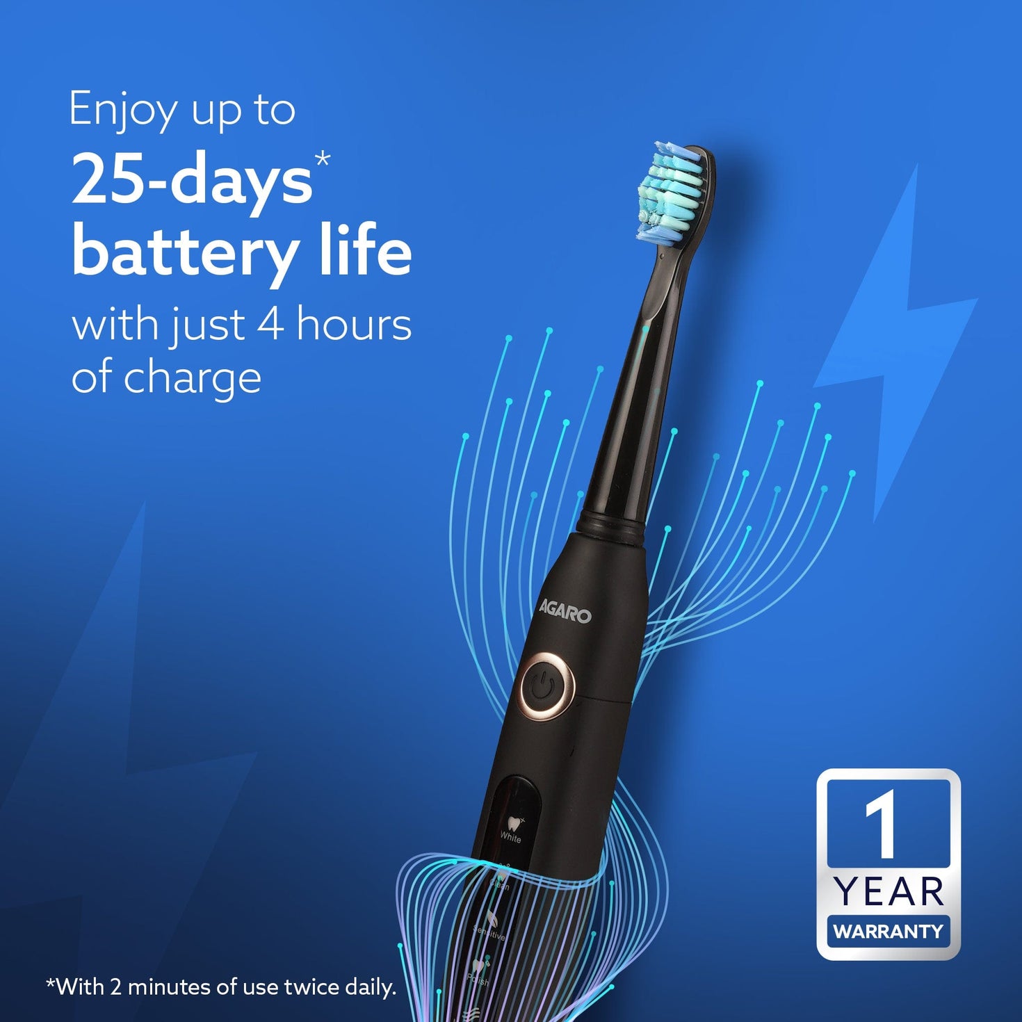 AGARO COSMIC PLUS Sonic Electric Tooth Brush For Adults With 5 Modes ...