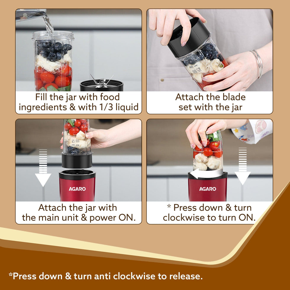 Regal 3 Jar Personal Blender, 400W, Red & Black | AGARO – Agaro