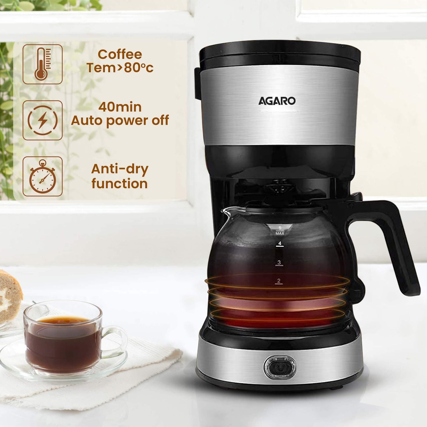 Royal Drip Coffee Maker - 750W | Serves 4 Cups | AGARO – Agaro