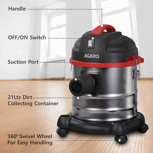 AGARO ACE 1600W Wet & Dry Vacuum Cleaner | Powerful & Versatile ...