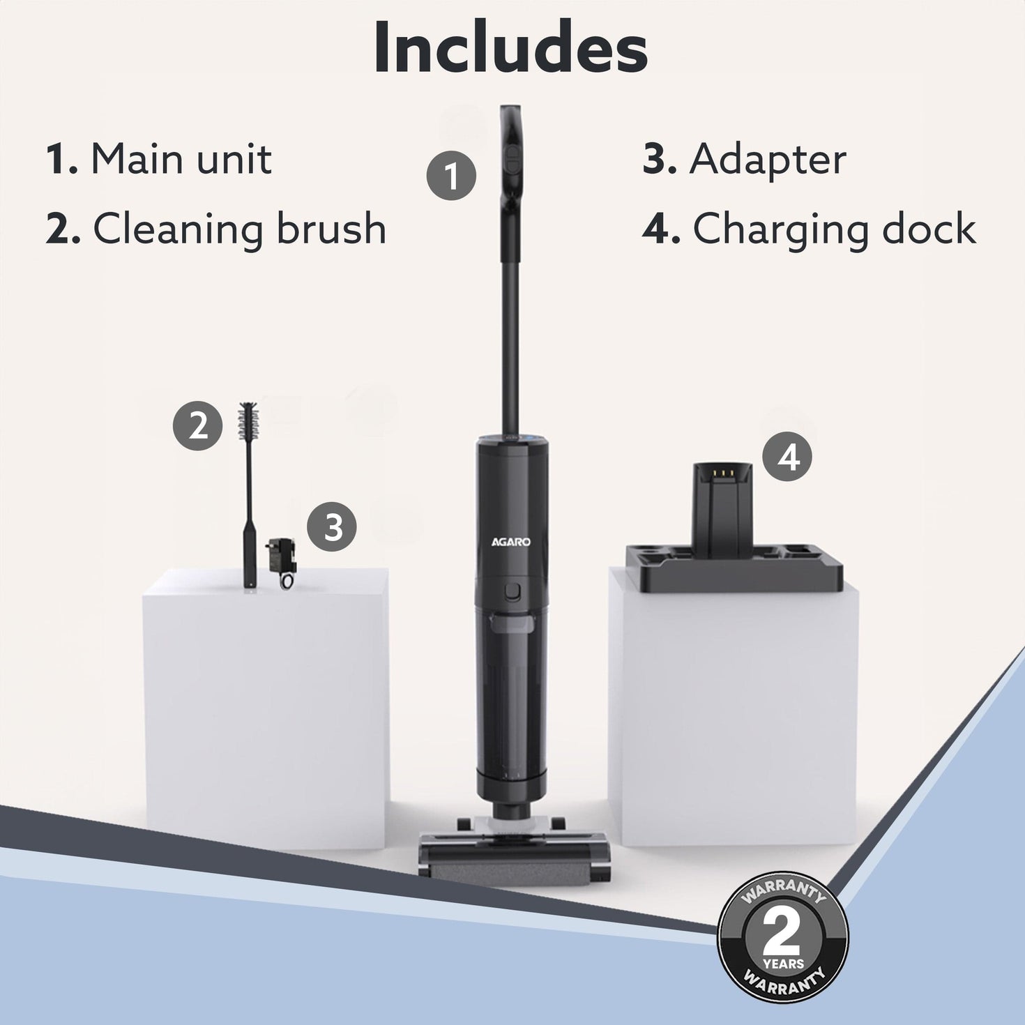 AGARO Royal Mop & Vacuum Cleaner | Lightweight Cordless Multi-Surface ...