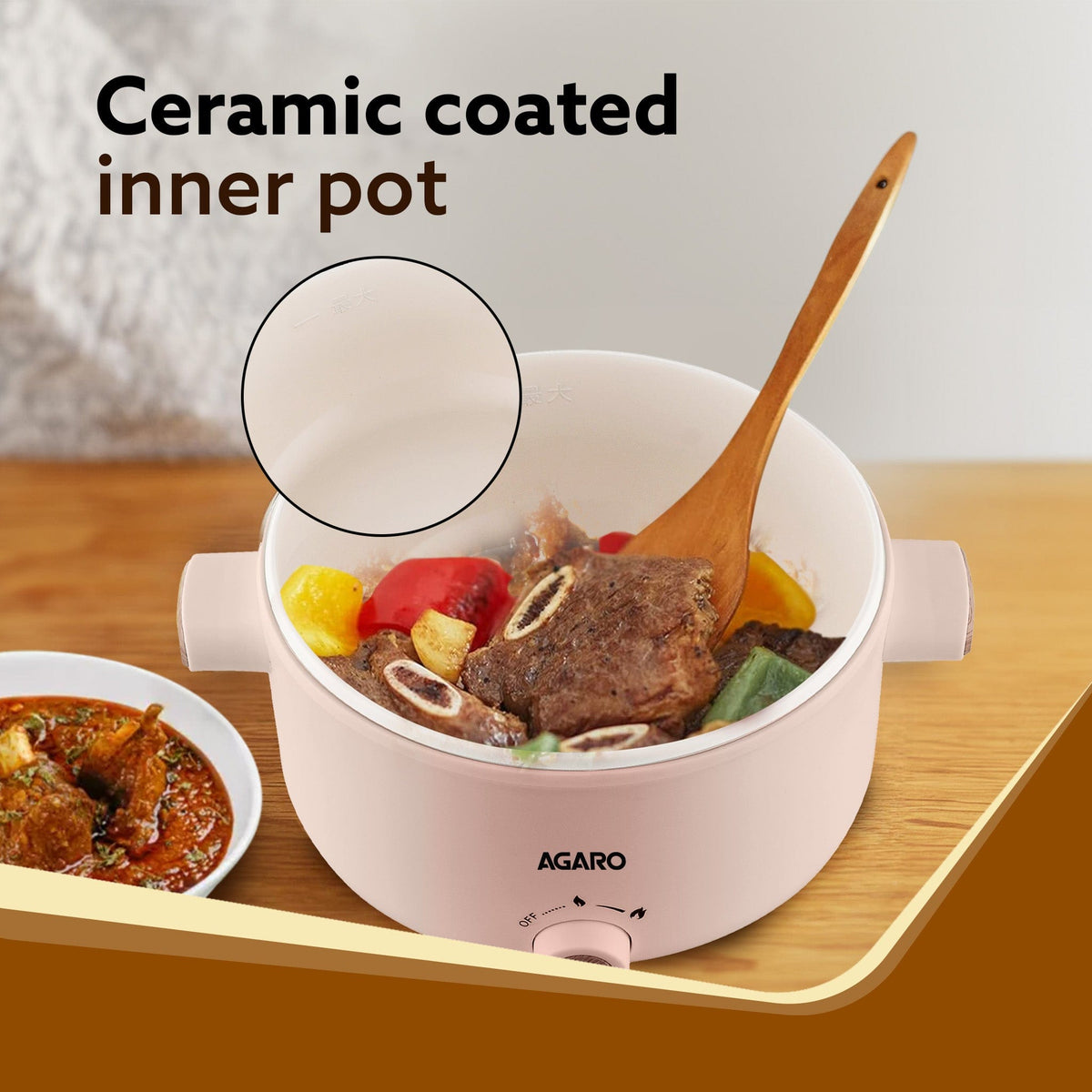 Primo Multi Function Pot 2L, Double Layered Body, Ceramic Coated – Agaro