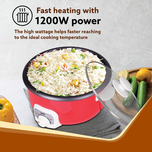 AGARO Regal Electric Multi Cooking Pot, 3L, 1200W, Automatic Boiler ...