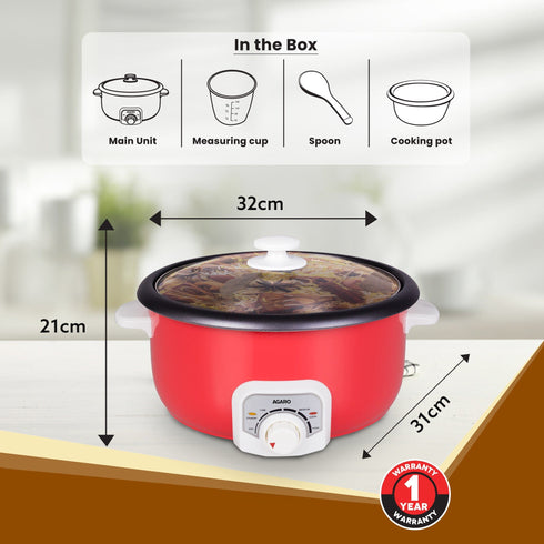 AGARO Regal Electric Multi Cooking Pot, 3L, 1200W, Automatic Boiler ...