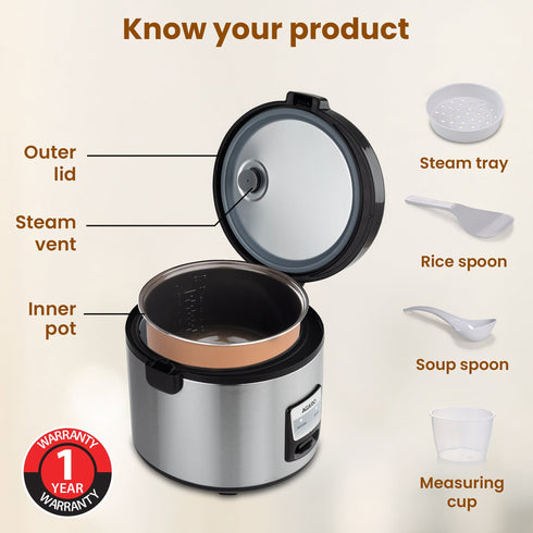 Regency Electric Rice Cooker - 5L - Silver & B | AGARO – Agaro