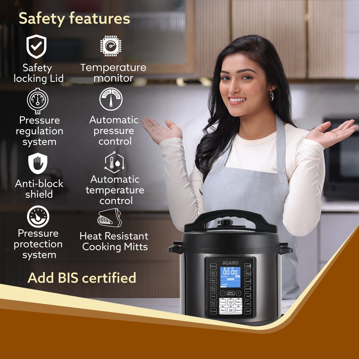 Imperial Electric Rice Cooker - 6L | Backlit LCD Display | AGARO – Agaro