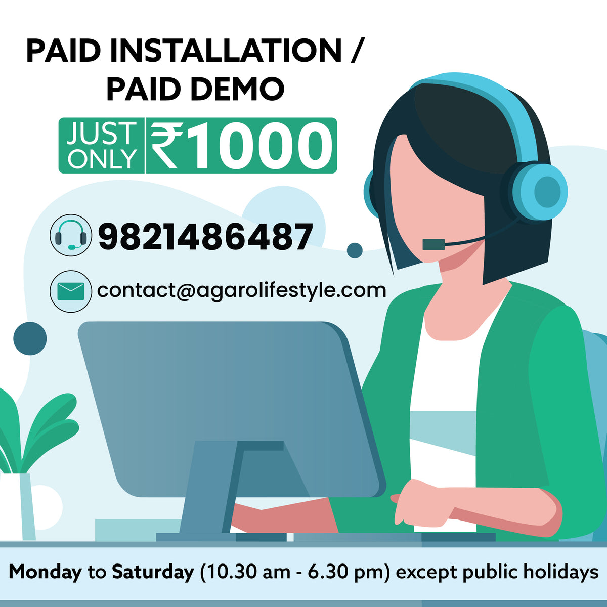 Installation Charge (INR 1000) | Paid DEMO | AGARO – Agaro